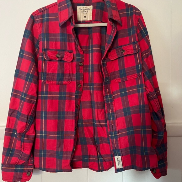 Abercrombie & Fitch | Shirts | Abercrombie Fitch Distressed Mens Red ...